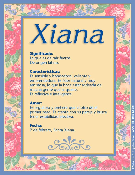 Xiana, significado del nombre Xiana, nombres
