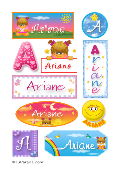 Ariane, nombre para stickers, Nombres de mujer - Stickers, tarjetas Ariane, nombre para stickers, Nombres de mujer - Stickers, tarjetas