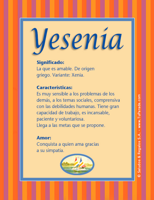 Yesenia, significado del nombre Yesenia, nombres