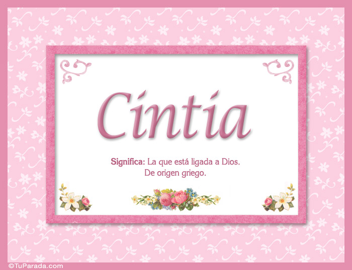 Cintia - Significado y origen, tarjetas de Nombres Mujer - Imágenes
