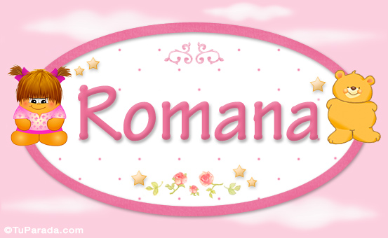 Romana - Nombre para bebé, tarjetas de Nombres para niñas, bebés, osito ...