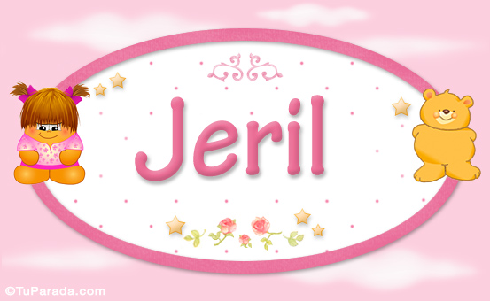 Jeril - Nombre para bebé, tarjetas de Nombres para niñas, bebés, osito nena