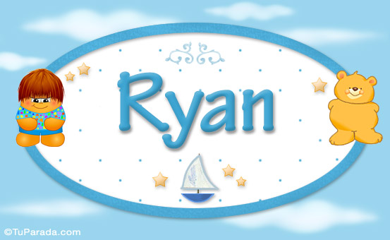 Ryan - Nombre para bebé, tarjetas de Nombres para niños, bebés, osito nene