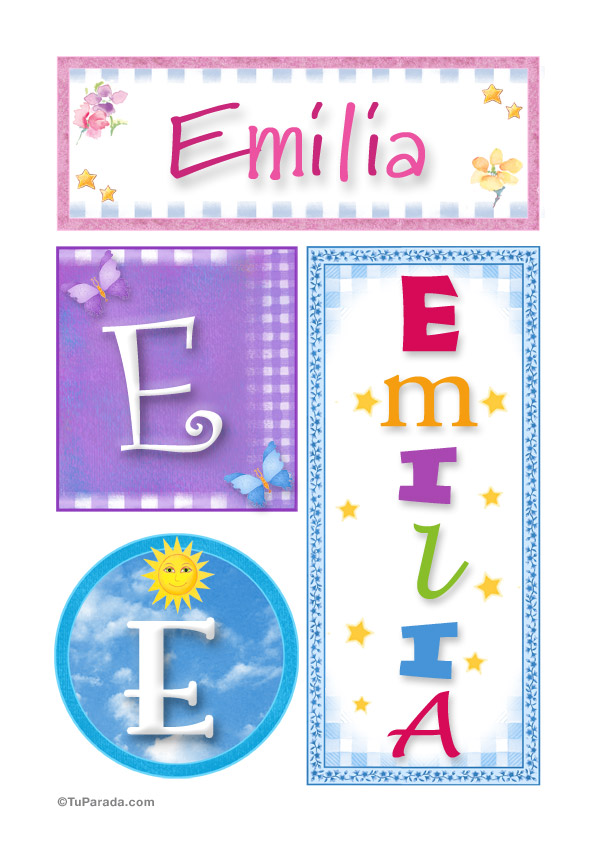 Emilia - Carteles e iniciales, tarjetas de Mujer - Nombres propios