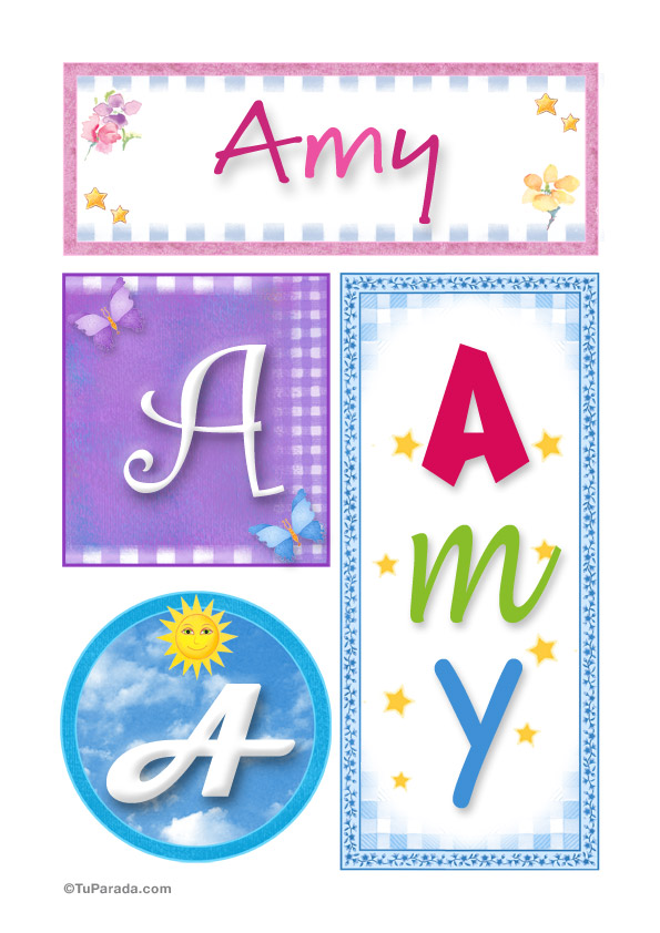 Amy - Carteles e iniciales, tarjetas de Mujer - Nombres propios