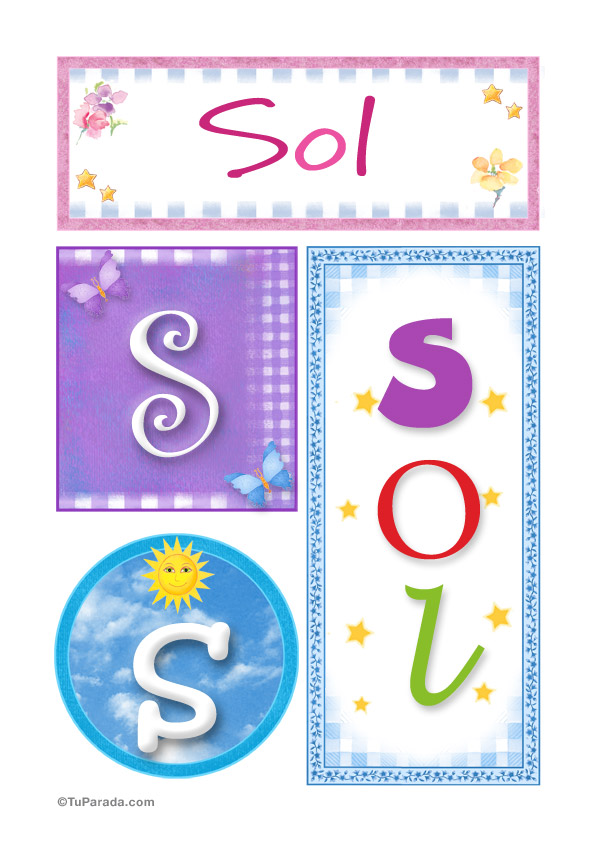 Sol - Carteles e iniciales, tarjetas de Mujer - Nombres propios