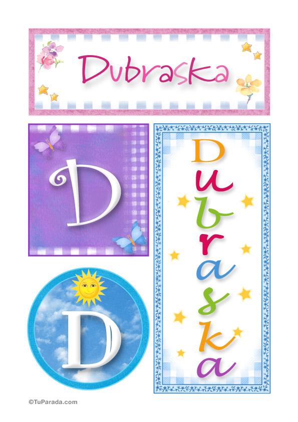 Dubraska, nombre, imagen para imprimir, tarjetas de Mujer - Nombres propios