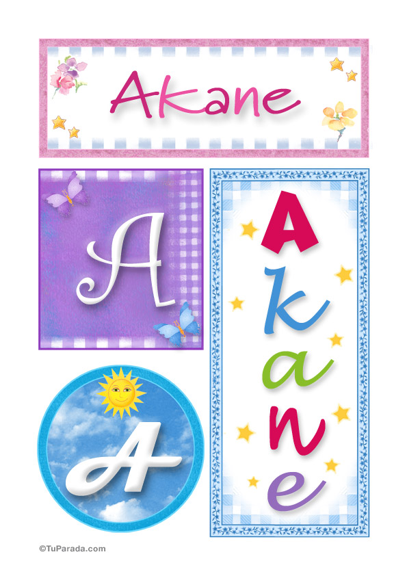 Akane, nombre, imagen para imprimir, tarjetas de Mujer - Nombres propios