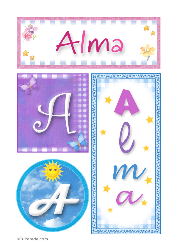 Alma, nombre, imagen para imprimir, tarjetas de Mujer - Nombres propios
