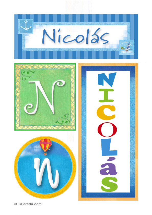 Nicolás - Carteles e iniciales, tarjetas de Varón - Nombres propios