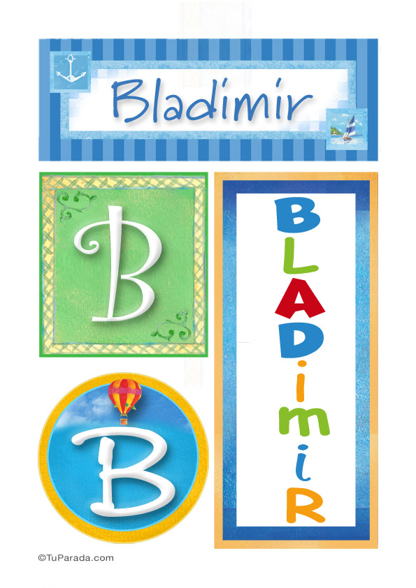 Bladimir - Carteles e iniciales, tarjetas de Varón - Nombres propios