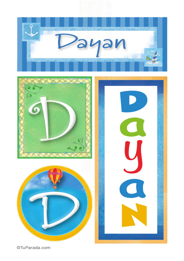 Dayan - Carteles e iniciales, tarjetas de Varón - Nombres propios
