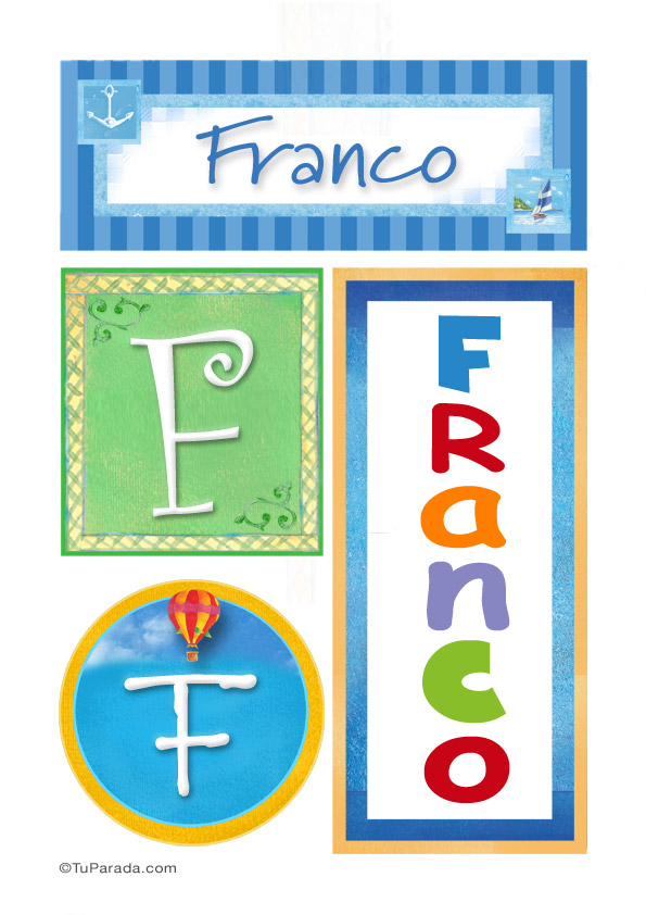Franco - Carteles e iniciales, tarjetas de Varón - Nombres propios