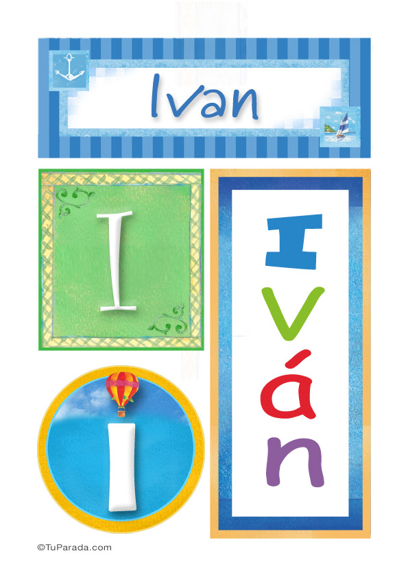 Iván -Carteles e iniciales, tarjetas de Varón - Nombres propios