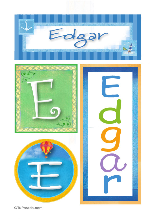 Edgar - Carteles e iniciales, tarjetas de Varón - Nombres propios