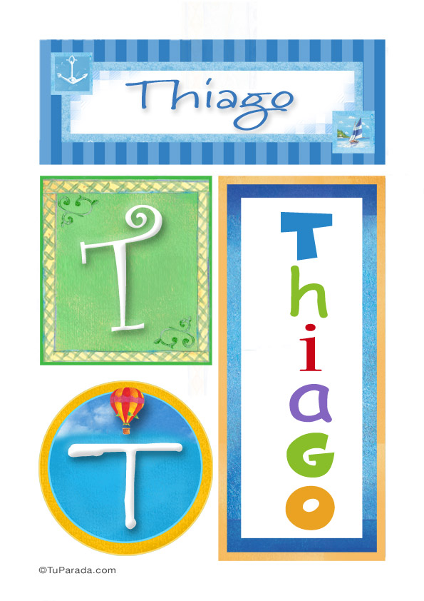 Thiago - Carteles e iniciales, tarjetas de Varón - Nombres propios