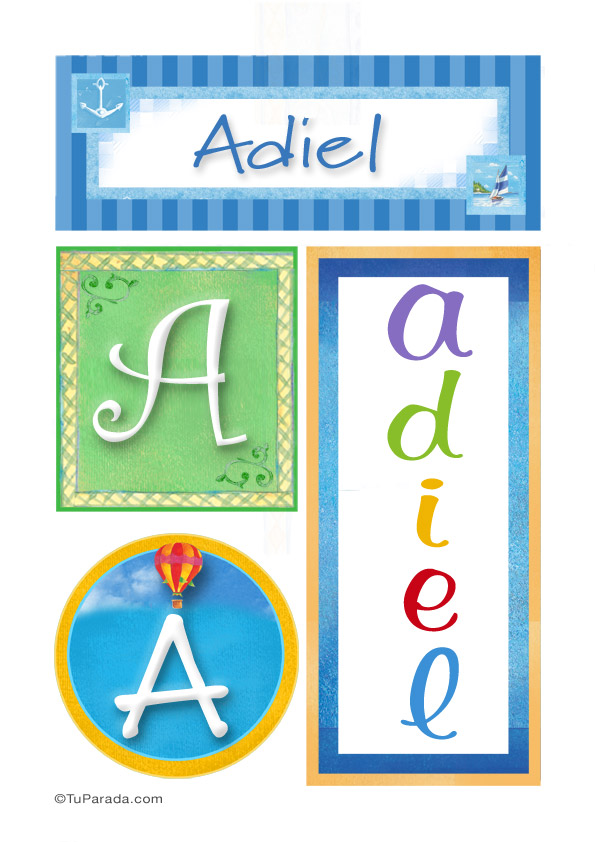 Adiel - Carteles e iniciales, tarjetas de Varón - Nombres propios