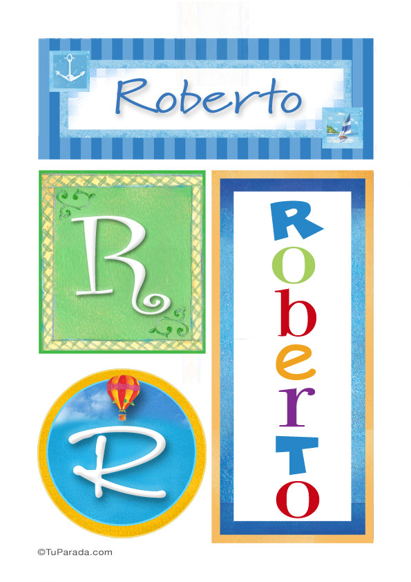 Roberto - carteles e iniciales, tarjetas de Varón - Nombres propios