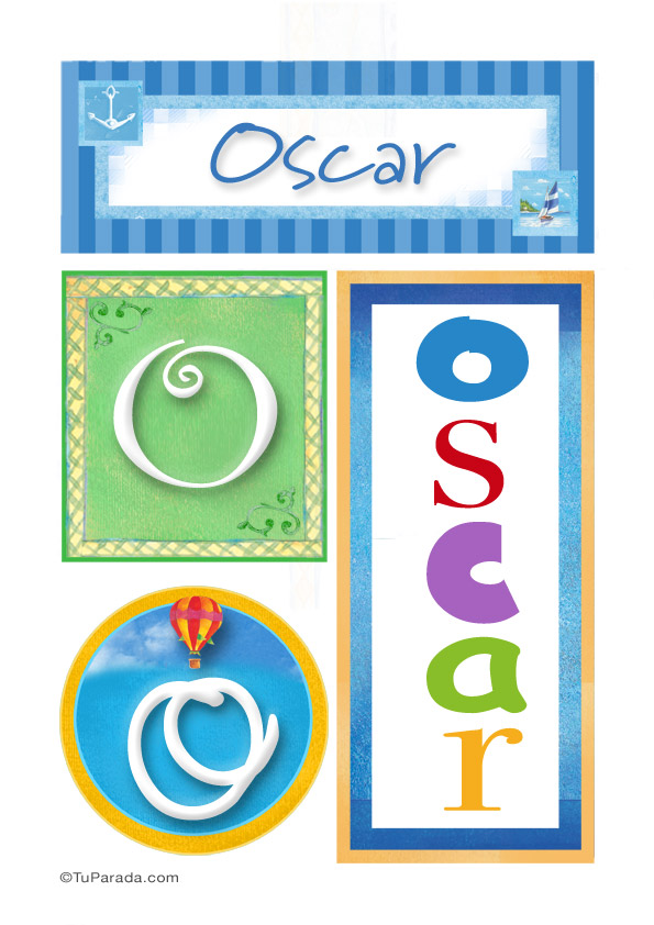 Oscar - Carteles e iniciales, tarjetas de Varón - Nombres propios