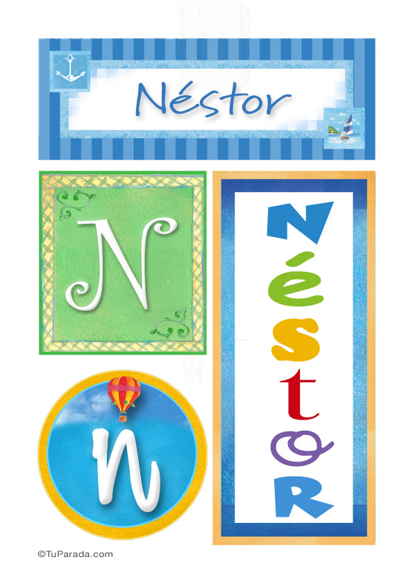 Néstor - Carteles e iniciales, tarjetas de Varón - Nombres propios
