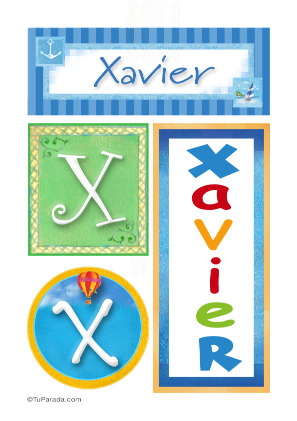 Xavier, nombre, imagen para imprimir, tarjetas de Varón - Nombres propios