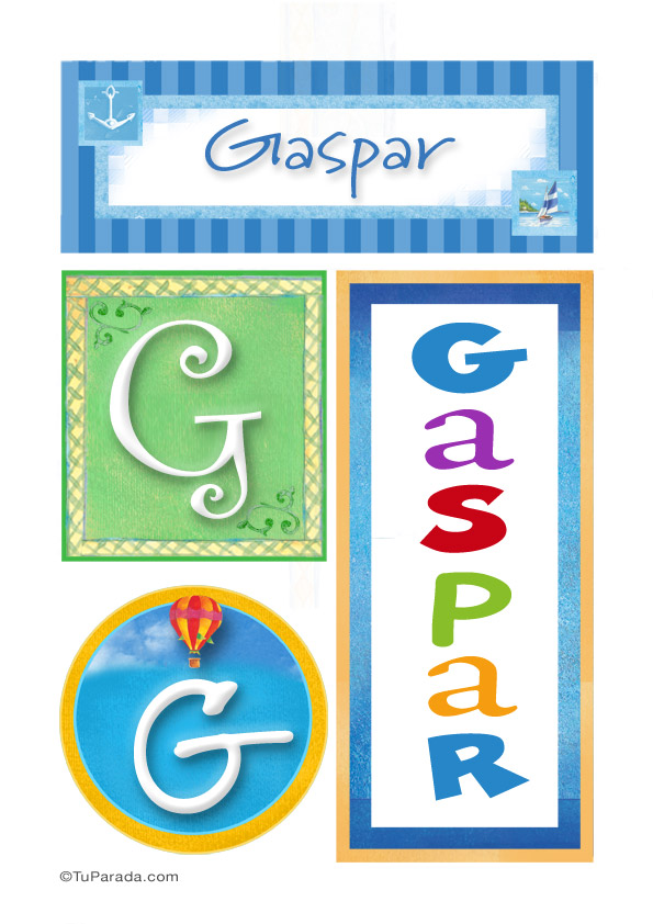 Gaspar , nombre, imagen para imprimir, tarjetas de Varón - Nombres propios