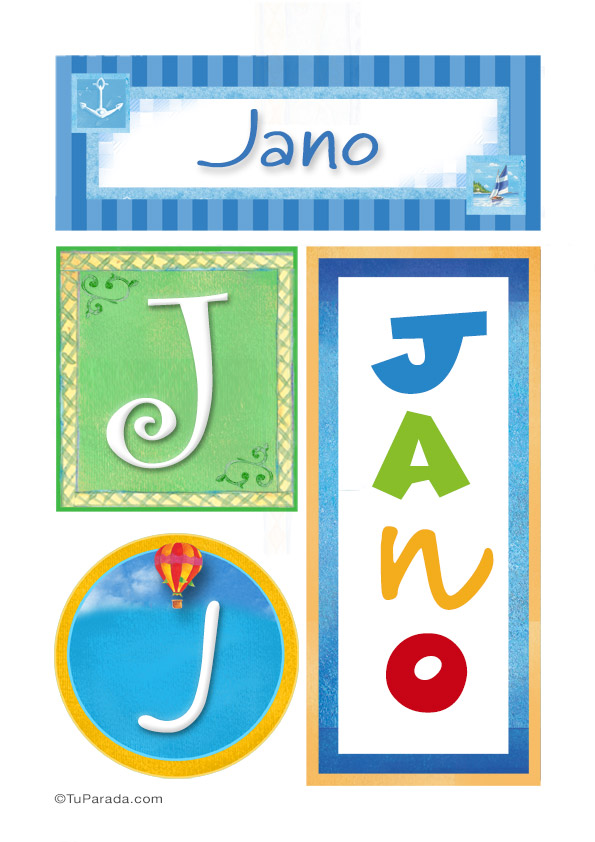 Jano, nombre, imagen para imprimir, tarjetas de Varón - Nombres propios
