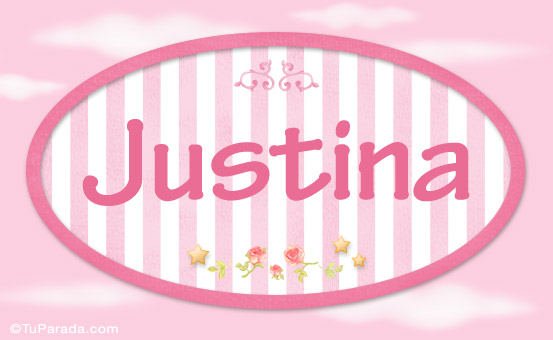 Justina - Nombre decorativo, tarjetas de Niñas - Nombres imágenes