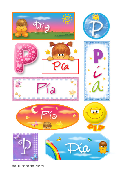 Pia - Para stickers, tarjetas de Nombres de mujer - Stickers