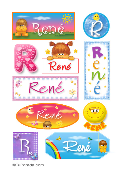 René - Para stickers, tarjetas de Nombres de mujer - Stickers