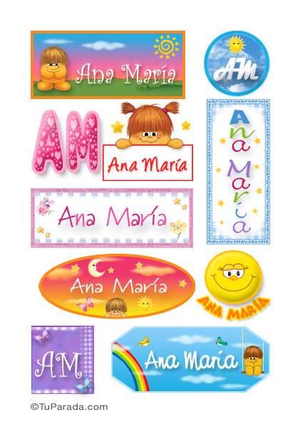 Ana María - Para stickers, tarjetas de Nombres de mujer - Stickers
