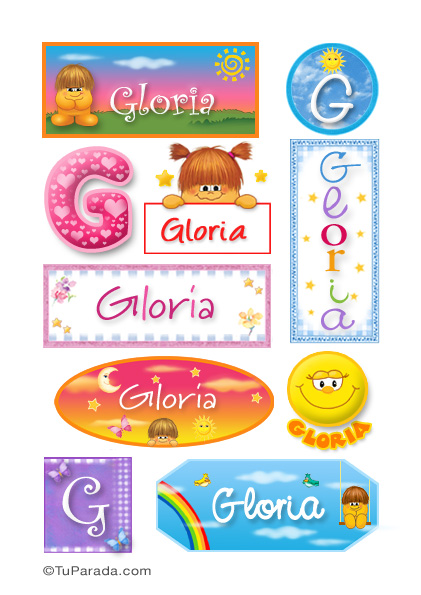 Gloria - Para stickers, tarjetas de Nombres de mujer - Stickers