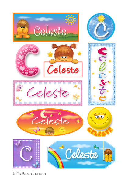 Celeste - Para stickers, tarjetas de Nombres de mujer - Stickers