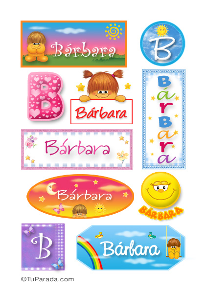 Bárbara, nombre para stickers, tarjetas de Nombres de mujer - Stickers