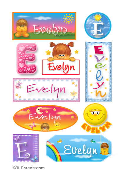 Evelyn, nombre para stickers, tarjetas de Nombres de mujer - Stickers