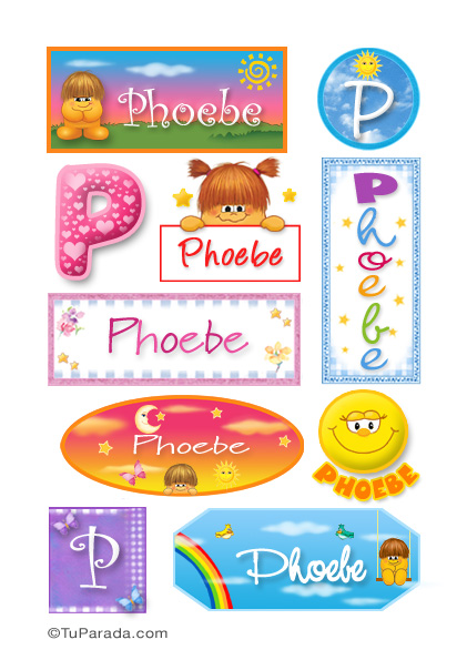 Phoebe, nombre para stickers, tarjetas de Nombres de mujer - Stickers