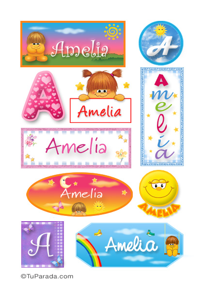 Amelia, nombre para stickers, tarjetas de Nombres de mujer - Stickers