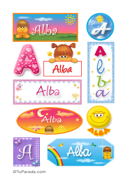 Alba, nombre para stickers, tarjetas de Nombres de mujer - Stickers