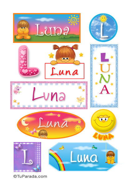 Luna, nombre para stickers, tarjetas de Nombres de mujer - Stickers