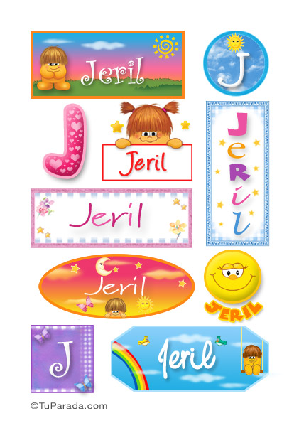Jeril, nombre para stickers, tarjetas de Nombres de mujer - Stickers