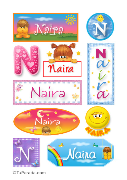 Naira, nombre para stickers, tarjetas de Nombres de mujer - Stickers