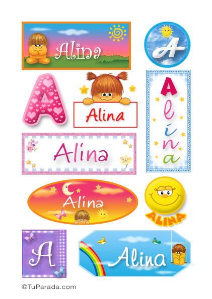 Alina, nombre para stickers, tarjetas de Nombres de mujer - Stickers