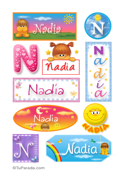 Nadia, nombre para stickers, tarjetas de Nombres de mujer - Stickers
