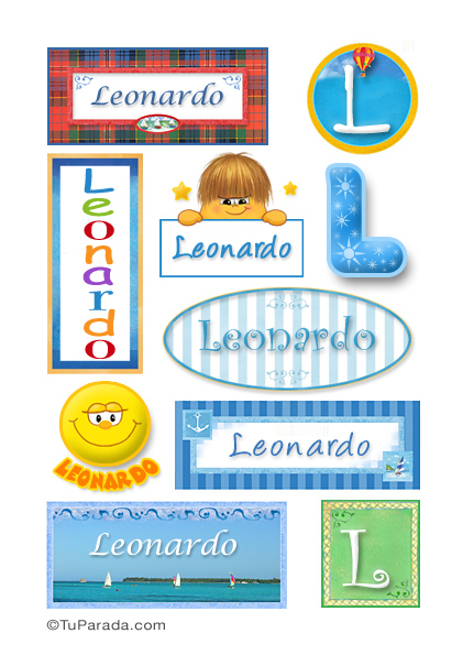 Leonardo, nombre para stickers, tarjetas de Nombres de hombre - Stickers