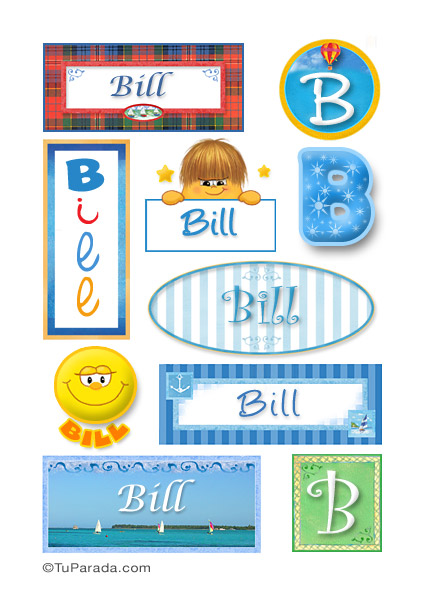 Bill, nombre para stickers, tarjetas de Nombres de hombre - Stickers Bill, nombre para stickers, tarjetas de Nombres de hombre - Stickers