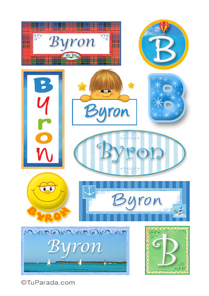 Byron, nombre para stickers, tarjetas de Nombres de hombre - Stickers Byron, nombre para stickers, tarjetas de Nombres de hombre - Stickers