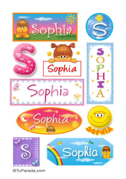 Sophia in stickers - Female Names in stickers, ecards