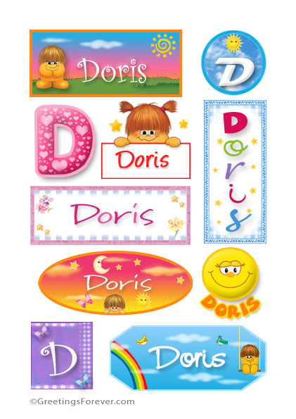 Doris in stickers - Female Names in stickers, ecards
