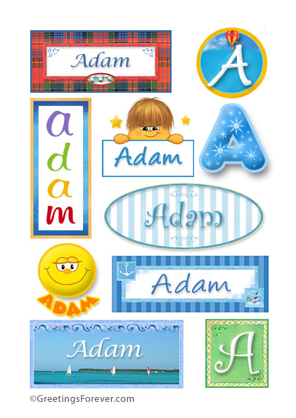 Adam in stickers - Male Names in stickers, ecards