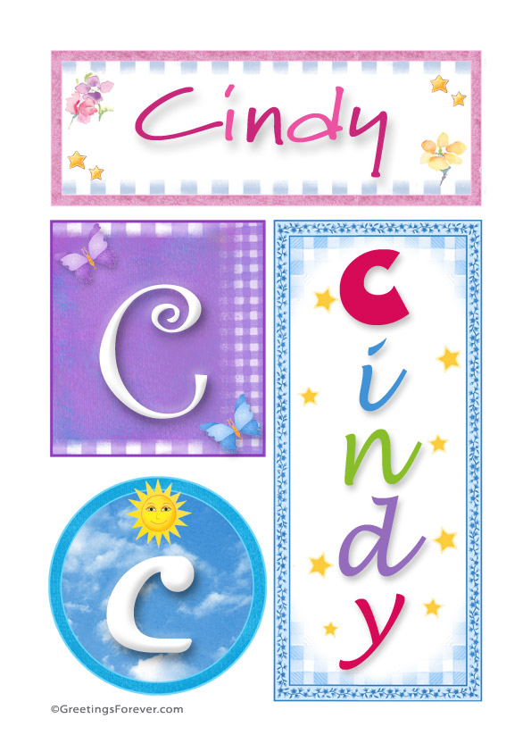 Name Cindy and initials - Female Names and initials, ecards
